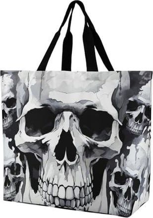 Generic Graphismes De Cr&acirc;nes Blancs Et Gris Sac Cabas L&eacute;ger Sacs Grand Sac A Main Femme Pour Plage Travail Shopping