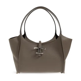 Tod's Femme, Sacs, Brun, Taille: ONE Size T Timeless Petit Sac Cabas en Cuir