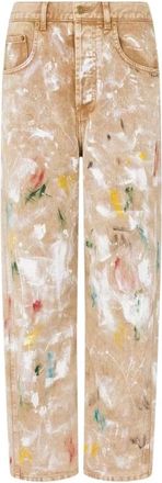 Moschino Femme, Jeans, Beige, Taille: 42 FR Pantalon en coton stretch imprim&eacute;