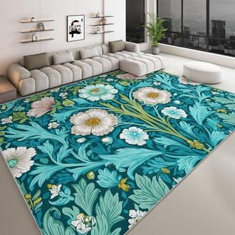 Generic Tapis pour Salon Antid&eacute;rapant 160 x 230 cm, Tapis Lavables &agrave; Poils Courts &Eacute;l&eacute;gant Art Floral R&eacute;tro Ancien pour Cuisine Salle &agrave; Manger Bureau et Chambr