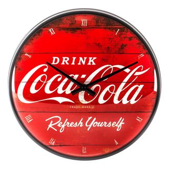 Nostalgic Art Retro Wanduhr, &Oslash; 31 cm, Coca-Cola - Logo Red Refresh Yourself - Geschenk-Idee f&uuml;r Coke-Fans, Original Lizenzprodukt (OLP), Gro&szlig;e K&uuml;chenuhr, Vintage De