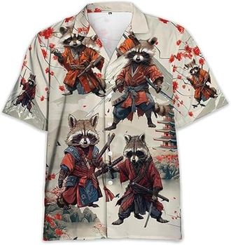 Keephen keephen Style dart Japonais Chemises Hawaiiennes pour Hommes Femmes Guerrier Samoura&iuml; Impression 3D Chemises &agrave; Boutons &Eacute;t&eacute; Vacances Chemise