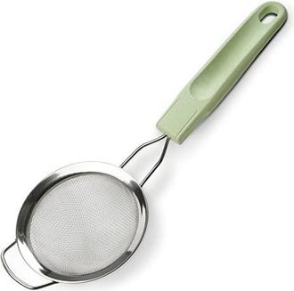 Fackelmann Fackelmann Ecolution Sieb - kleines Küchensieb aus Holzfasern, Bio-Kunststoff und Edelstahl - Ø 9 x 27 cm großes Metallsieb in Mintgrün