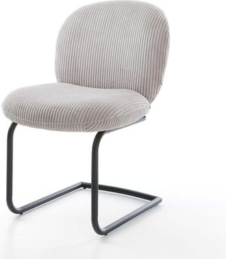 DELIFE Freischwinger Nube-Flex Cord Silbergrau Freischwinger rund Schwarz Taschenfederkern, Esszimmerstühle