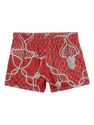 Osklen short de bain à imprimé graphique - Rouge