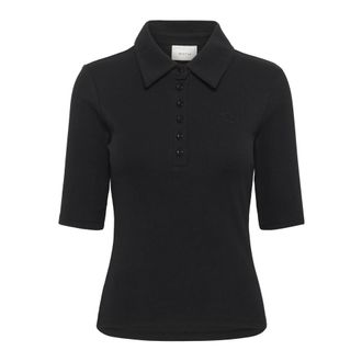 Gestuz Schwarzes Polo-Shirt Kurzarm - - Tops - Damen - Schwarzk - 2XS