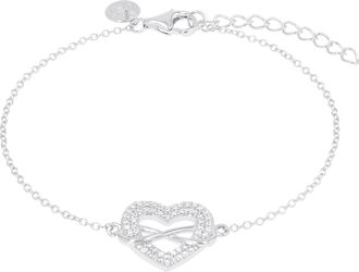 Tom Tailor Tom Tailor Armband mit Anh&auml;nger f&uuml;r Damen, Sterling Silber 925, mit Zirkonia, 16+4 cm, silber, Herz und Infinity, Geschenkidee, Armschmuck, Damenschmu