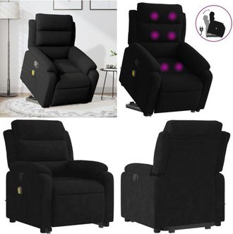 vidaXL Massagesessel mit Aufstehhilfe Schwarz Samt - Massage Sessel - Samt Sessel - Fernsehsessel - Relaxsessel - Elektrischer Lift Sessel - Home & Living