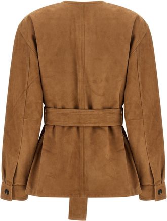 Max Mara Full-Grain Suede Jacket - Cognac