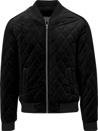 Urban Classics Herren Steppjacke Jacke Diamond Quilt Velvet Jacket, Gr. Small, Schwarz (Black 7)