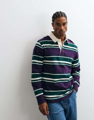GANT polo rugby ray&eacute; &eacute;pais bleu moyen et vert