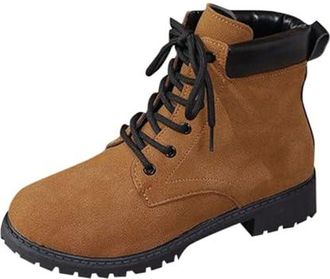 Generic Bottes &agrave; lacets pour femme - Talon bas - &Eacute;l&eacute;gantes - Couleur unie - Polyvalentes - Antid&eacute;rapantes - Classiques - D&eacute;contract&eacute;es - Confortables - Pour l