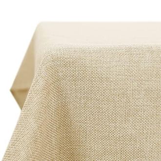 Deconovo Nappe Anti Taches Rectangulaire Exterieur Effet Lin Imperméable Decoration Table 137x200cm Beige