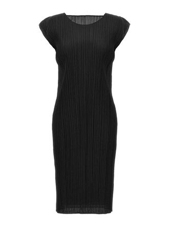Pleats Please Issey Miyake Robe Au Genou - Noir