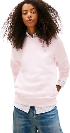Tommy Jeans Womens TJW REG S Flag Crew DW0DW19959 Pullover Sweatshirt, PINK (Light Pink), M, Rosa (Hellrosa), M