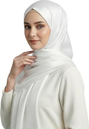 Janisramone Hijab en papier de soie de luxe pour femme, foulard de t&ecirc;te en satin lisse, l&eacute;ger et brillant, sans plis, long ch&acirc;le pour femme musulmane, 160 x 70 cm