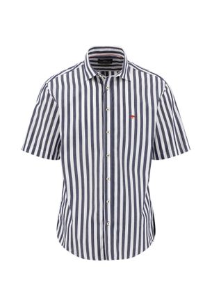 Fynch-Hatton Kurzarmhemd FYNCH-HATTON, Herren, Gr. XXL, N-Gr, blau (marine), Web, Obermaterial: 100% Baumwolle, gestreift, regular fit normal, ohne Ausschnitt, ger
