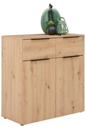 Xora Kommode, Eiche, Metall, 1 F&auml;cher, 2 Schubladen, 91x93x42 cm, FSC MIX, stehend, Wohnzimmer, Kommoden & Sideboards, Kommoden