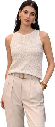 Akep Femme, Pulls, Beige, Taille: 38 FR Top Lace Corto