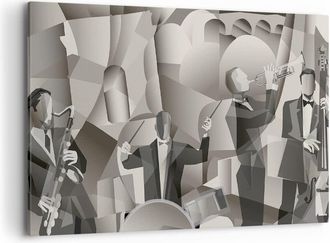 Arttor Bilder auf Leinwand 100x70cm Leinwandbild mit Rahmen Jazz Musik Musiker Gro&szlig; Wanddeko Bild Schlafzimmer K&uuml;che Deko Wandbilder Dekoration Wohnzimmer Wa