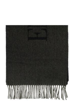Emporio Armani Wool Scarf With Logo, Mens, Green