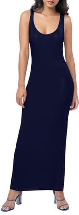 Generic Robe de cocktail longue semi-formelle &agrave; dos nu pour femmes, invit&eacute;es de mariage, printemps, &eacute;t&eacute;, vacances, cocktail, travail, mariage, noir fonc&eacute;, 3XL