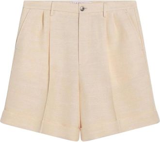 Valentino Garavani Homme, Shorts, Jaune, Taille: M Pleated Linen Blend Shorts