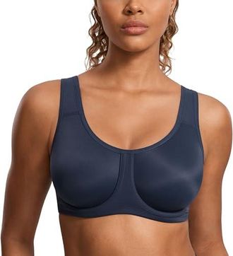 Syrokan Soutien Gorge Sport Femme avec Armature Maintien Extreme Grande Taille Confortable Vraie Marine 5 110E