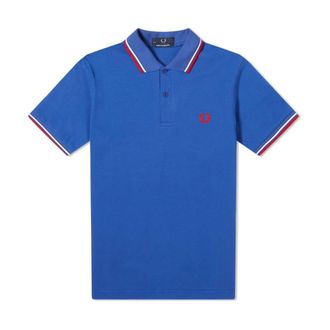 Fred Perry Homme, Tops, Bleu, Taille: XS Polo Original à Double Liseré