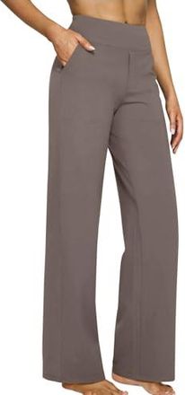 Generico Pantalon de jogging baggy pour femme - Contr&ocirc;le du ventre - Jambe large - Push Up - Coupe droite - Pantalon de travail formel avec poches - Couleur un