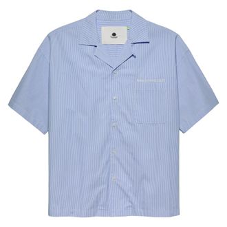 New Amsterdam Surf Association Gestreiftes Kurzarm-Hemd mit Kn&ouml;pfen - - Shirts - Herren - Blau - S