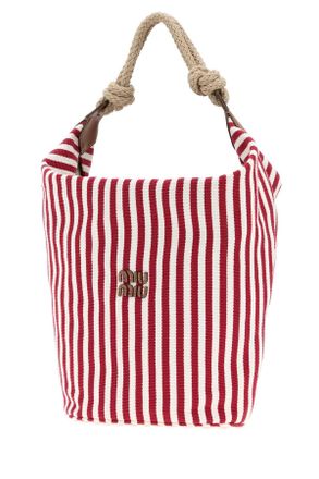 Miu Miu Womens Embroidered Canvas Bucket Bag Rubinocognac Borse A Secchiello