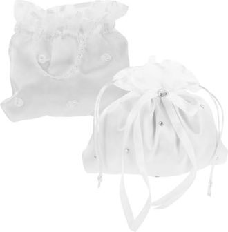 BESPORTBLE 2 Pièces Sac de Mariée avec Fleurs Délicates Sac à Main de Soirée pour Mariage Pochette Élégante pour Mariée et Demoiselle Honneur Multifonction pour 
