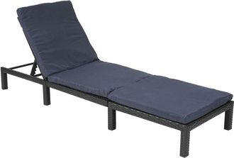 Hhg Poly-Rattan Sonnenliege 605, Relaxliege Gartenliege Liege Basic anthrazit, Kissen grau