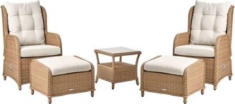 Beliani Lounge Set mit Tisch und Ottomane 2-Sitzer PONZA Polyrattan Braun