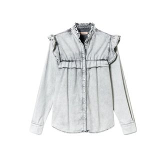 Twinset Denim Bluse mit R&uuml;schen - - Jackets - Damen - Grau - L