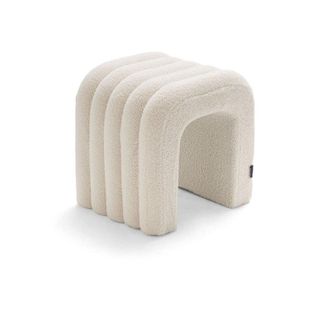 DRAWER Drawer - Tabouret rembourr&eacute; en tissu bouclette - Blanc - mui