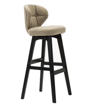 Generic Barhocker, St&uuml;hle Nordischer Barstuhl mit R&uuml;ckenlehne, schwarzen Holzbeinen, Stoffsitzkissen, hoher Hocker, K&uuml;chen- und Tresenstuhlst&uuml;hle