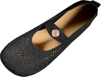 Generic Chaussures &agrave; enfiler d&eacute;contract&eacute;es larges pour femme - Ballerines plates &eacute;l&eacute;gantes &agrave; bout rond - Respirantes, l&eacute;g&egrave;res et confortables - Pour le travai
