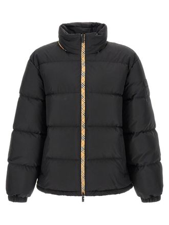 Burberry Quilted Check Detail Down Jacket - Black