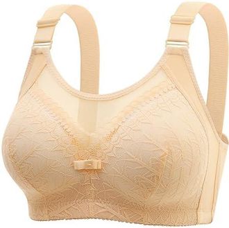 Generic 2026 Soutien-gorge pour femme surdimensionn&eacute; sans bretelles sans anneau en acier confortable respirant sexy c&ocirc;t&eacute; dentelle r&eacute;glable, jaune clair, 72