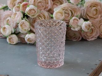 Chic Antique Zahnputzbecher Zahnbürstenhalter Becher Karomuster Glas rosa Landhaus Vintage Shabby von Chic Antique, 10 x 7 cm, 62080-07