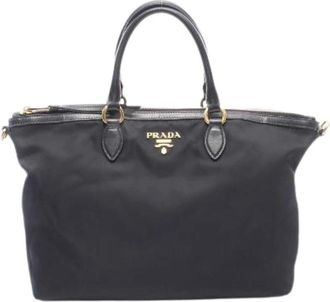 Prada Pre-owned Tessuto Soft CA Sac fourre-tout en nylon et cuir - Femme - Pre-owned - Noir - Taille: ONE Size