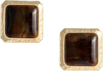 Self Portrait Square Brown Enamel Stud Earring
