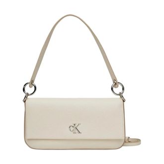 Calvin Klein Femme, Sacs, Beige, Taille: ONE Size Archive Hardware Flap Crossbody Bag
