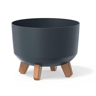 Prosperplast Anthrazitfarbener Pflanzkübel, ohne Behälter, Kollektion GRACIA, 23,8cm x 23,8cm x 18,7cm cm, Inhalt 5,1 L