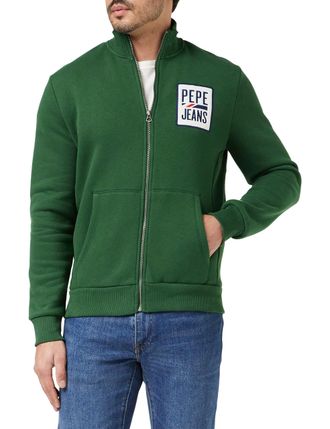Pepe Jeans London Herren Pullover Prescott Zip, 682forest Green, INVALID DATA