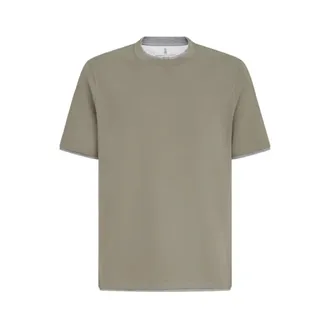 Brunello Cucinelli Rundhalsausschnitt T-Shirt aus Baumwoll-Jersey - - Tops - Herren - Grau - S