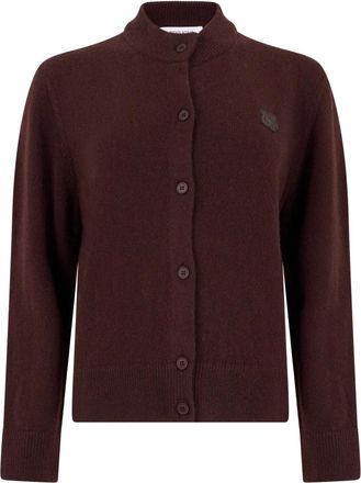Maison Kitsun&eacute; Cardigan en Laine avec Logo - Femme - Pulls - Brun - Taille: 38 FR