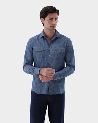 van Laack Jeanshemd mit Brusttaschen